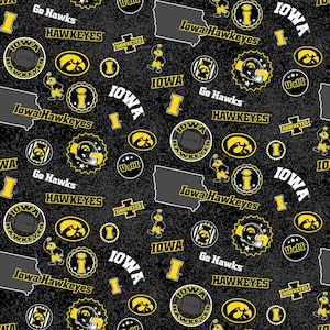 NCAA University of Iowa Hawkeyes Yellow & Black College Logo 100% ...
