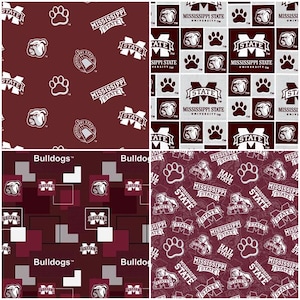 NCAA Mississippi State Bulldogs Maroon & Grey College Logo 100% Cotton ...