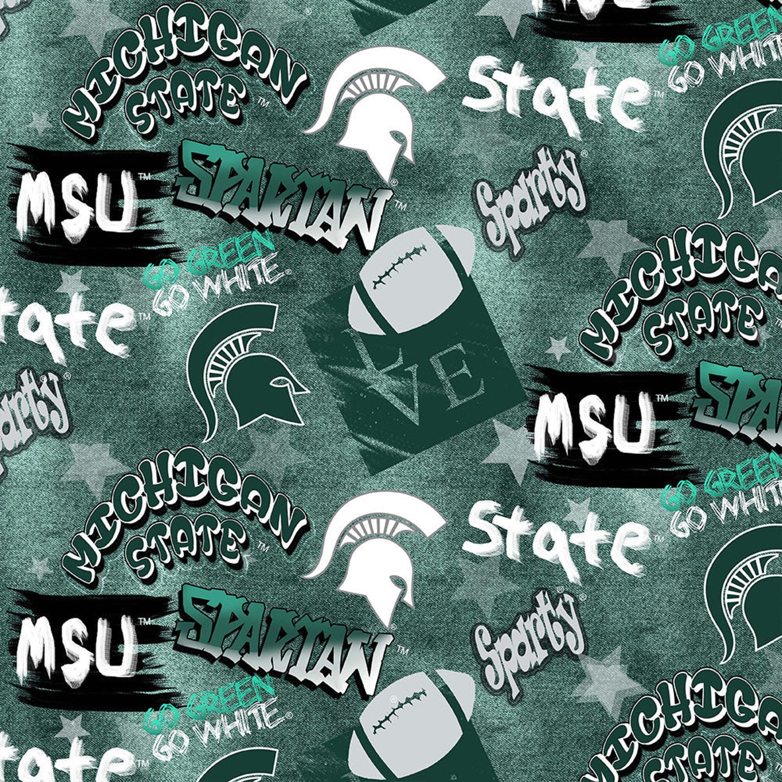 NCAA Michigan State Spartans Green & White College Logo 100% - Etsy
