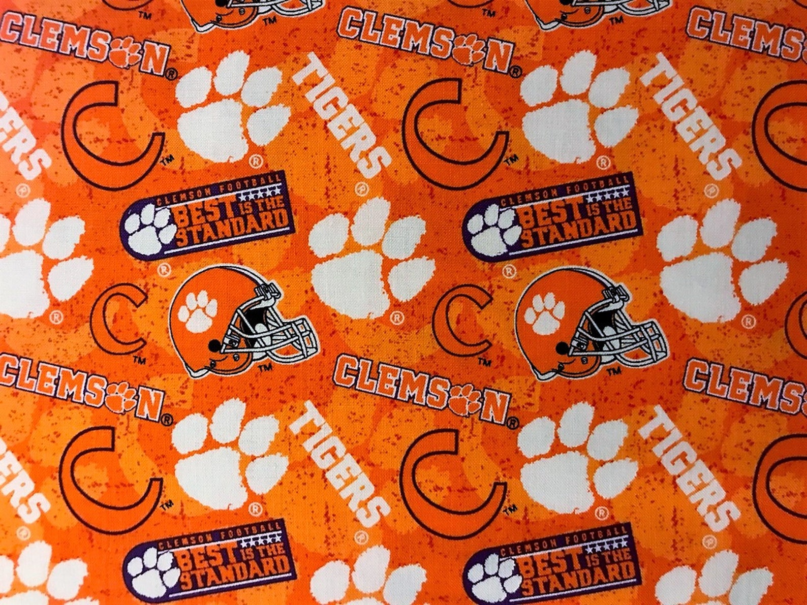 NCAA Clemson University Tigers Orange & Purple College Logo 100% Cotton ...