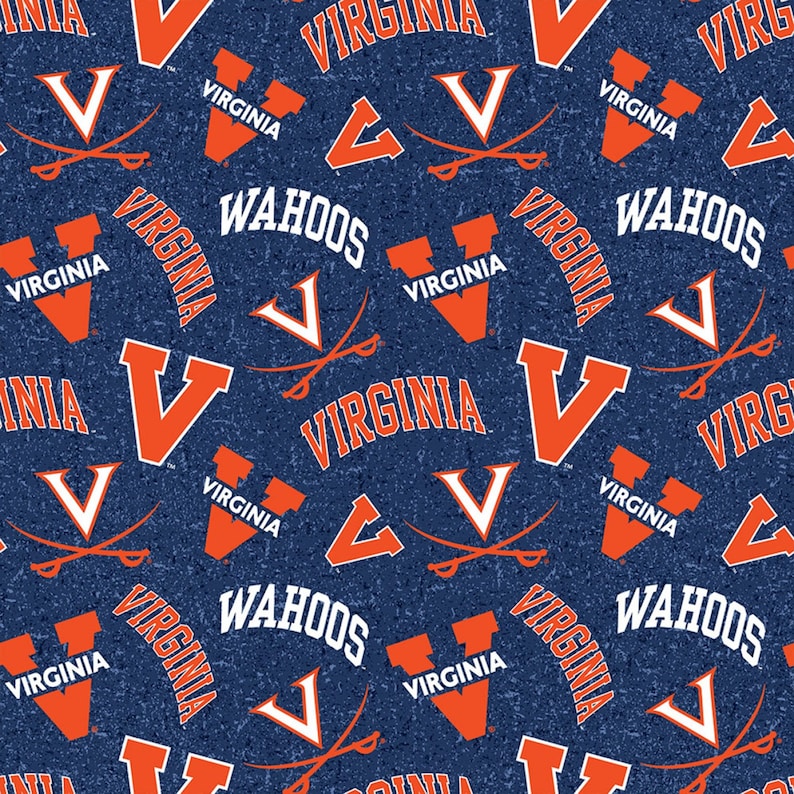NCAA University of Virginia Cavaliers Navy & Orange College Logo 100% ...