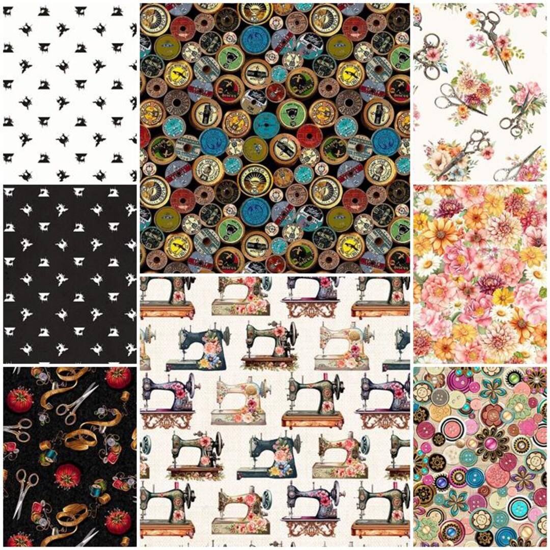 Sewing Machines and Sewing Motifs 100% Cotton Fabrics! 8 Styles - Etsy