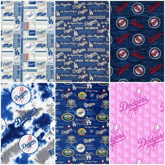 MLB Logo Los Angeles Dodgers Blue & White 100% Cotton Fabric - Etsy