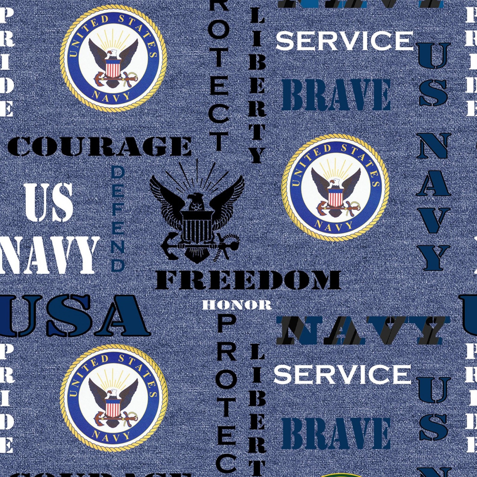 The United States Navy Military Branch 100% Cotton Fabrics for Quilting ...