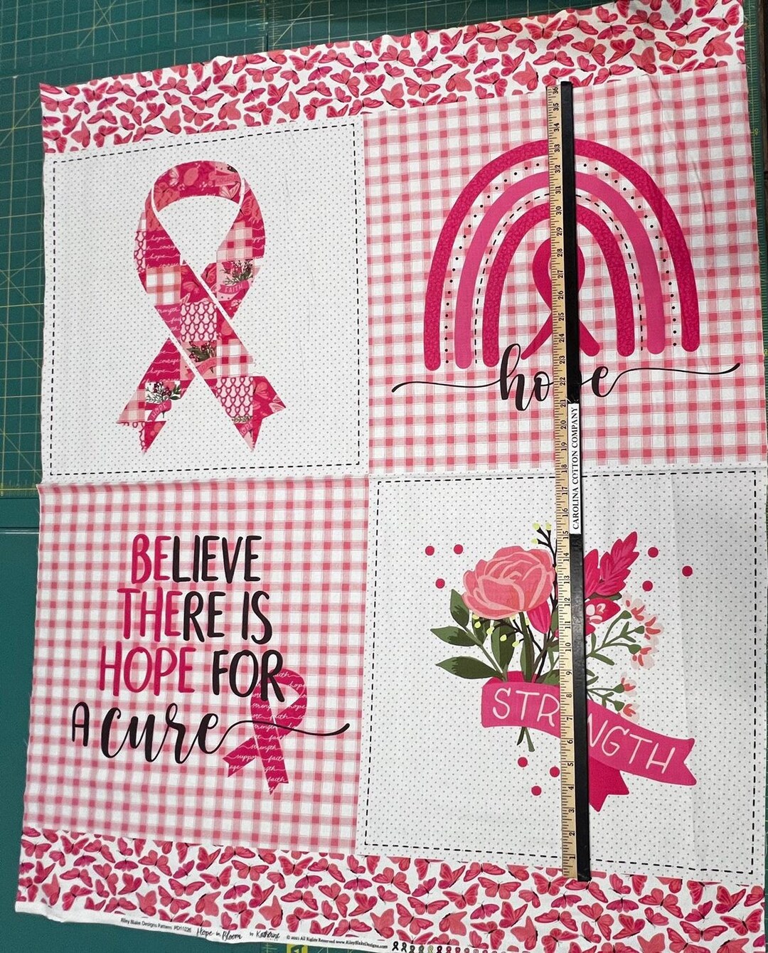 Be the Hope in Bloom Breast Cancer Panels 100% Cotton Fabrics by Riley ...