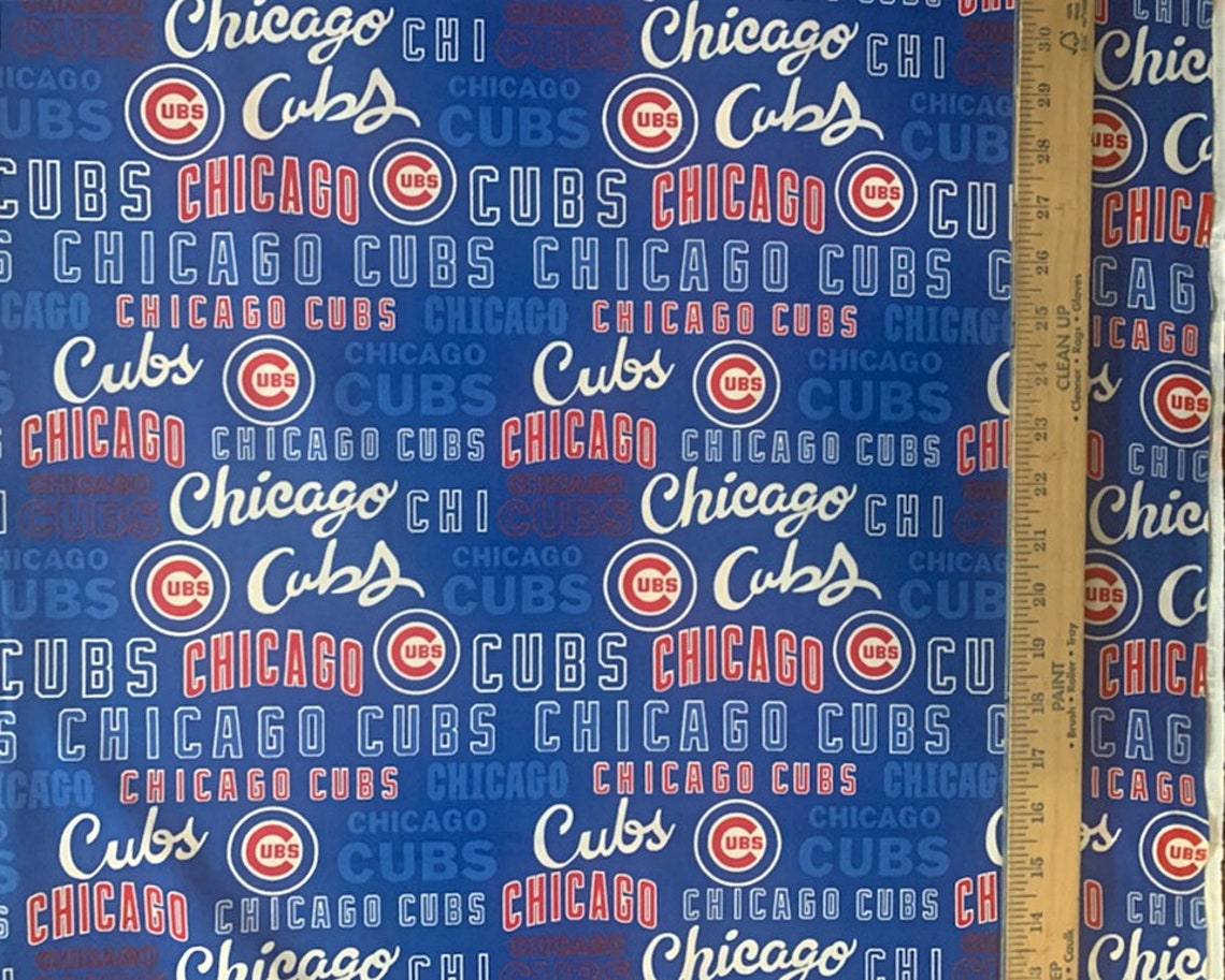 MLB Logo Chicago Cubs Blue & Red 100% Cotton Fabric by Fabric | Etsy
