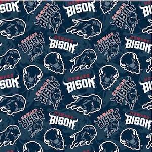 NCAA Howard University 1178 Bisons Blue & Red HBCU College Logo 100% ...