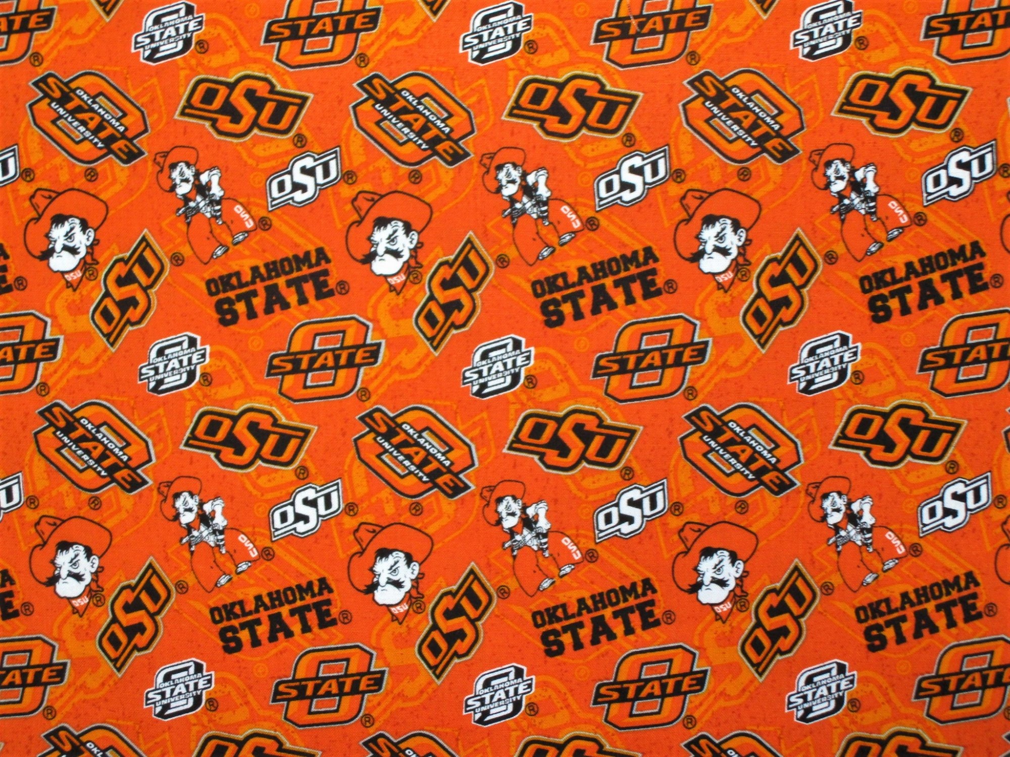 NCAA Oklahoma State University Cowboys Orange & Black College Logo 100% ...
