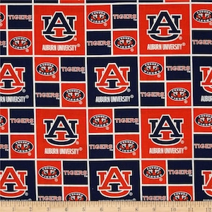NCAA Auburn University Tigers Navy & Orange 100% Cotton College Logo ...