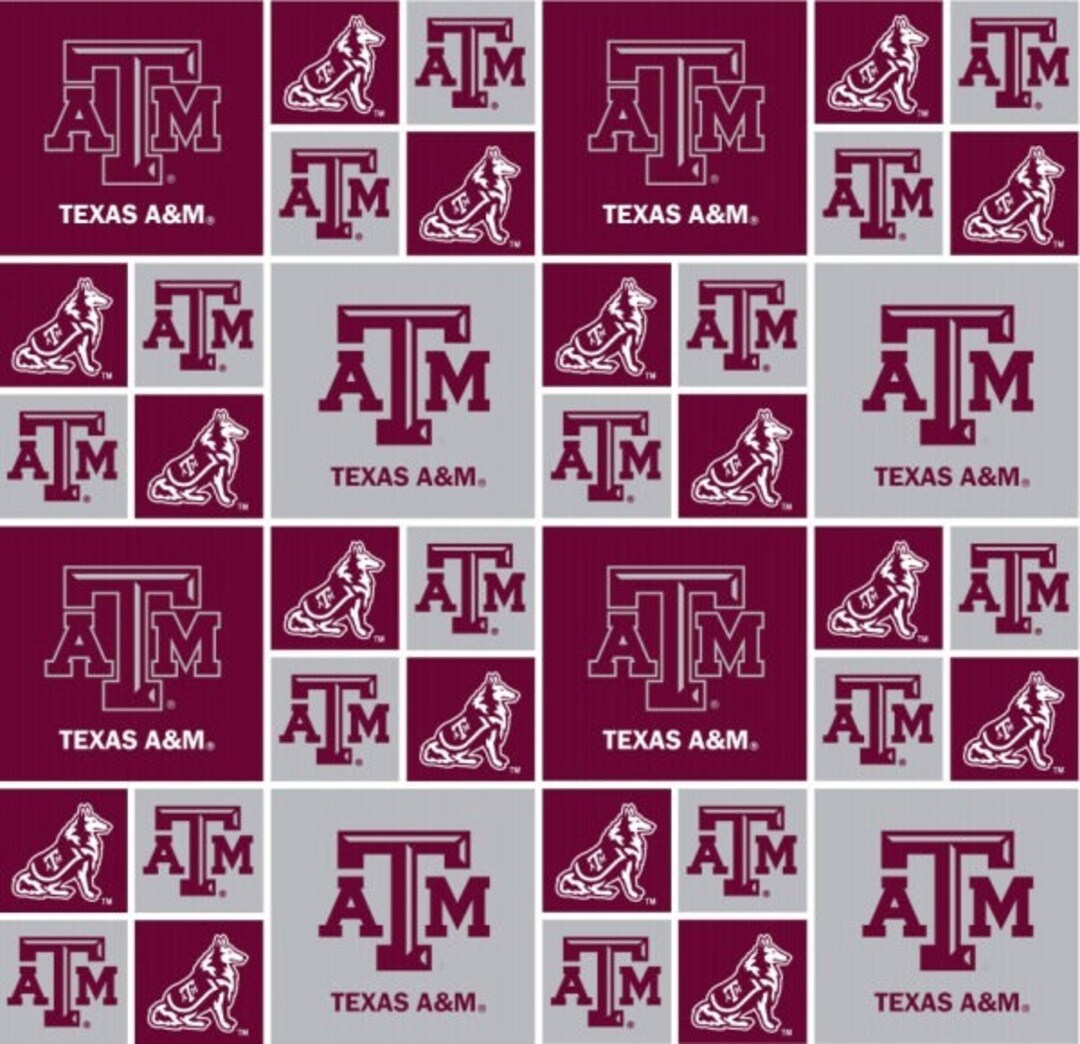 NCAA Texas A&M University Aggies Maroon College Logo 100% Cotton Fabric ...