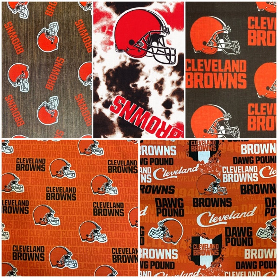 NFL Logo Cleveland Browns Orange & Brown 100% Cotton Fabric by - Etsy