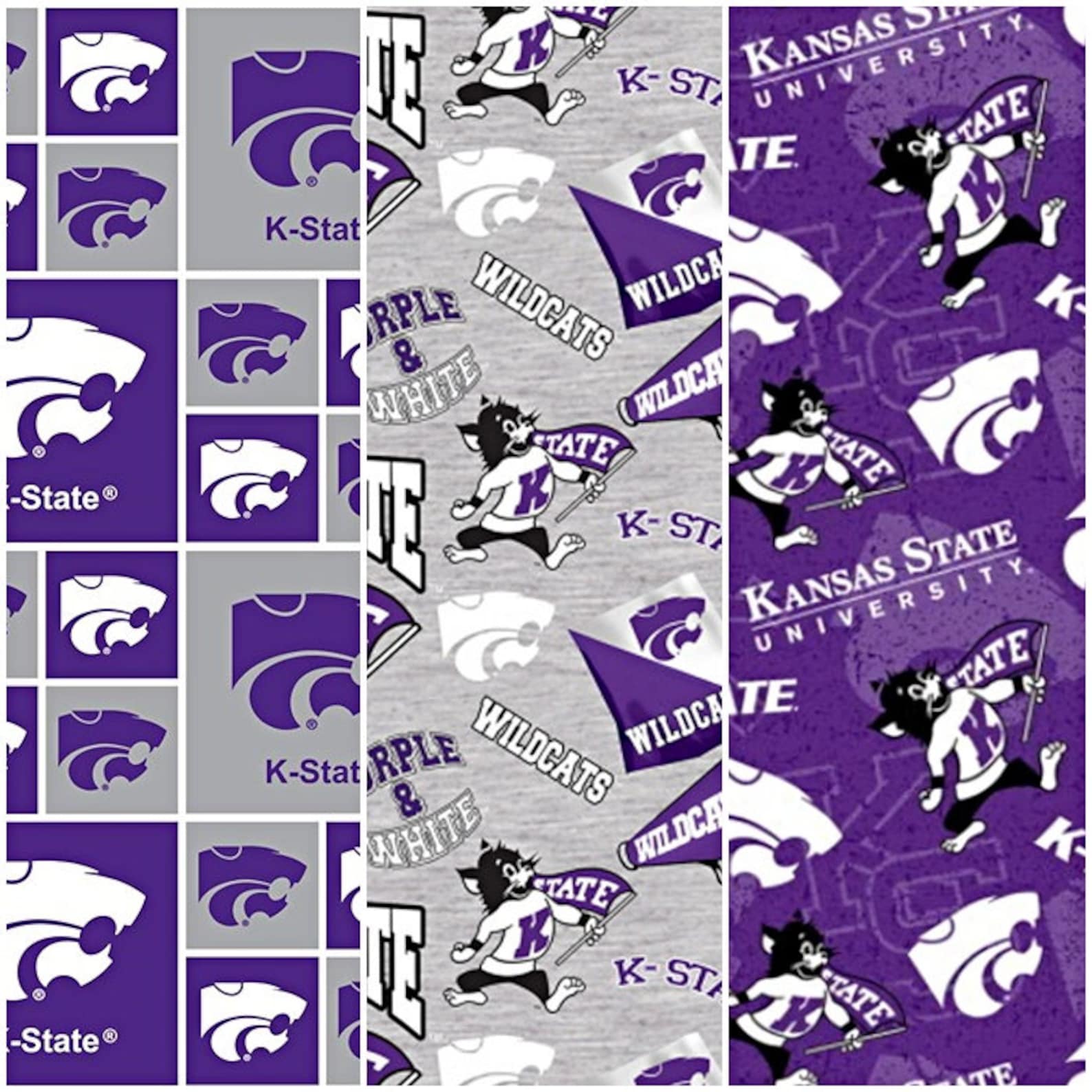 NCAA Kansas State Wildcats Purple & Grey College Logo 100% - Etsy