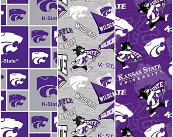NCAA KANSAS STATE Wildcats Herringbone Print 100% Cotton - Etsy