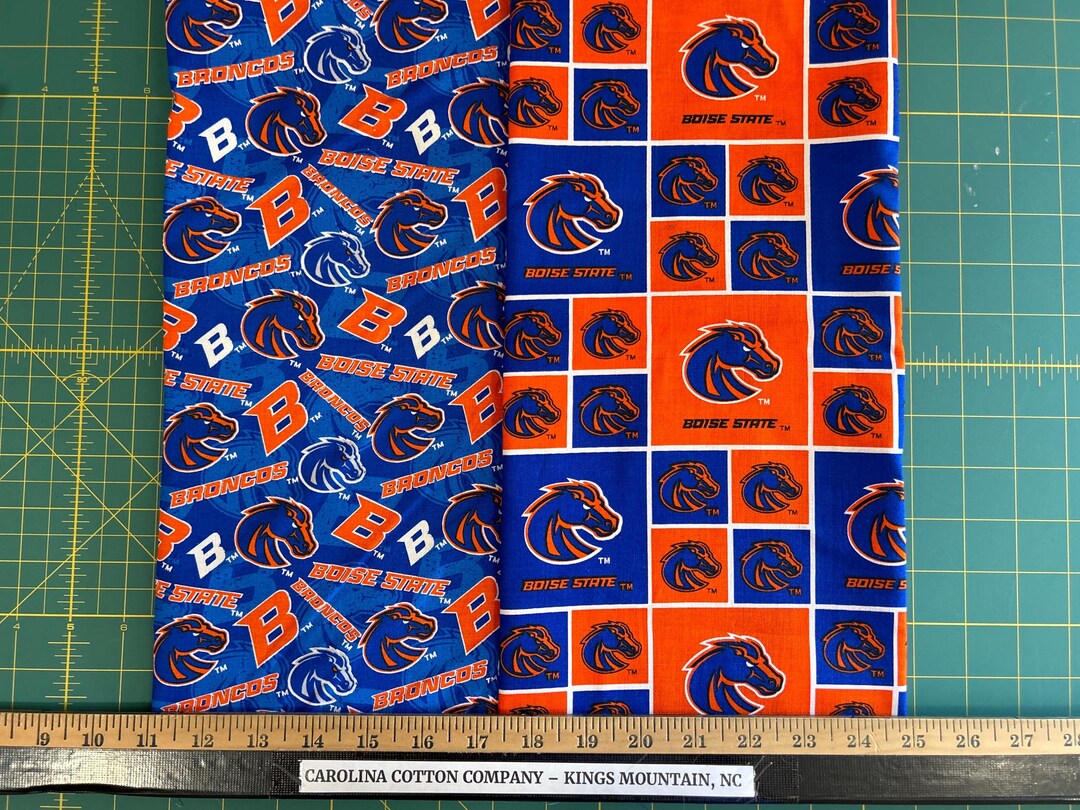 NCAA Boise State Broncos Blue & Orange College Logo 100% Cotton Fabric ...