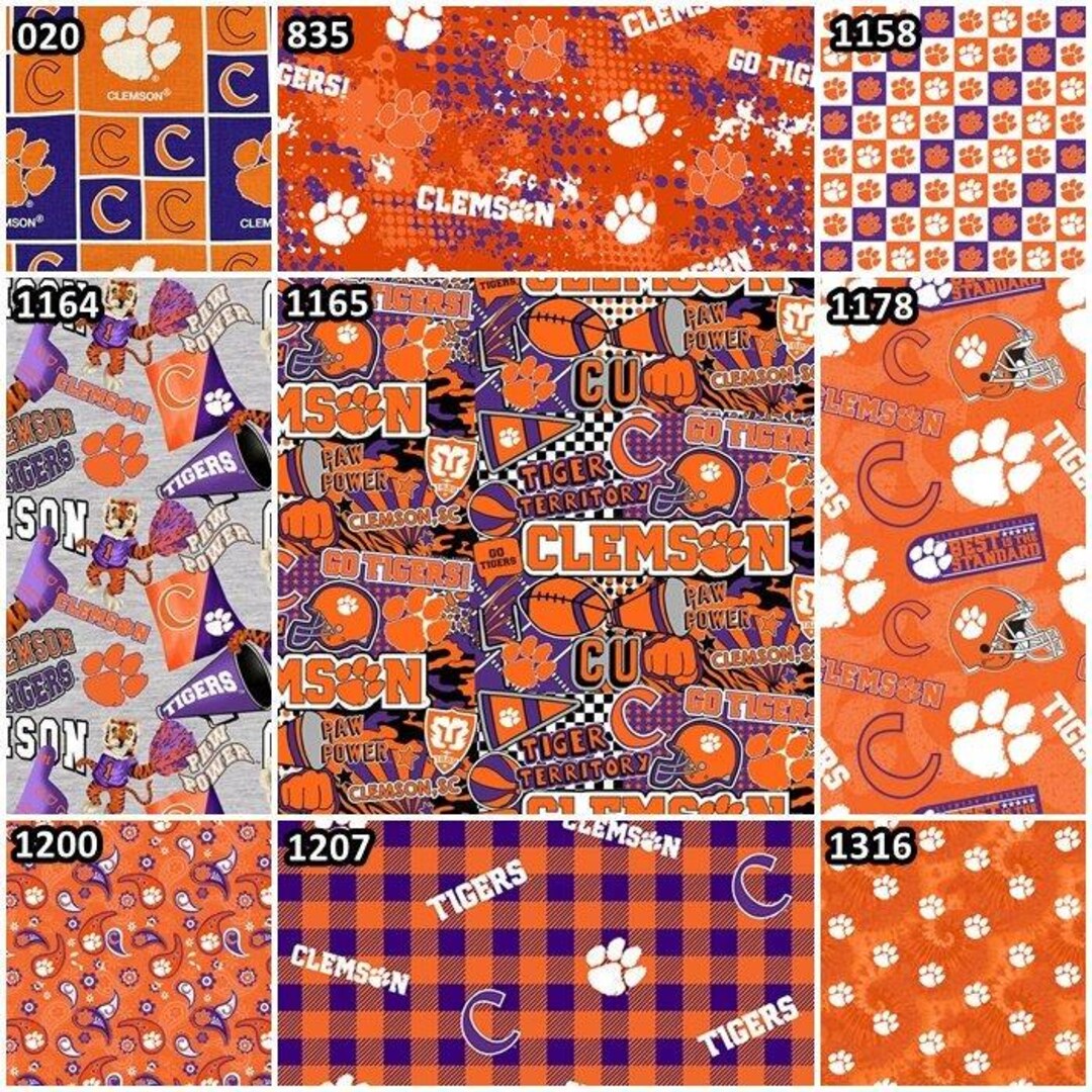 NCAA Clemson University Tigers Orange & Purple College Logo 100% Cotton ...