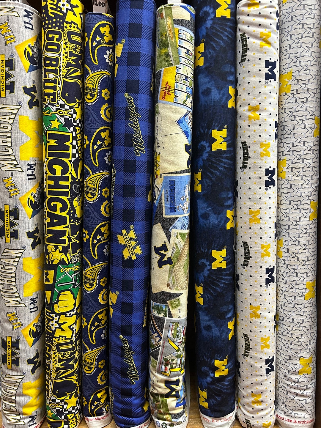 NCAA University of Michigan Wolverines Blue & Gold College Logo 100% ...