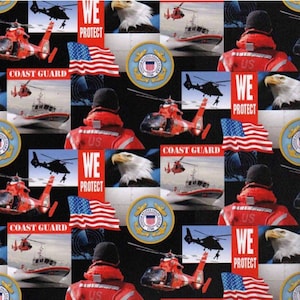 The United States Coast Guard Military Branch 100% Cotton Fabrics! 4 ...