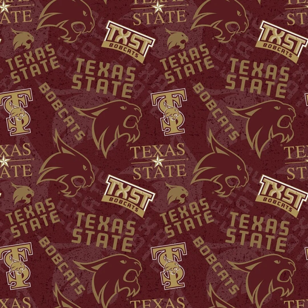 NCAA Texas State University Bobcats Maroon & Gold #1178 100% Cotton ...