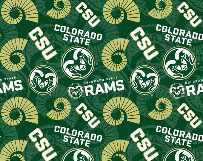 NCAA Colorado State Rams CSU-1178 Green College Logo Cotton Fabric by ...