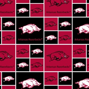 NCAA Arkansas Razorbacks Red & Black College Logo 100% Cotton | Etsy