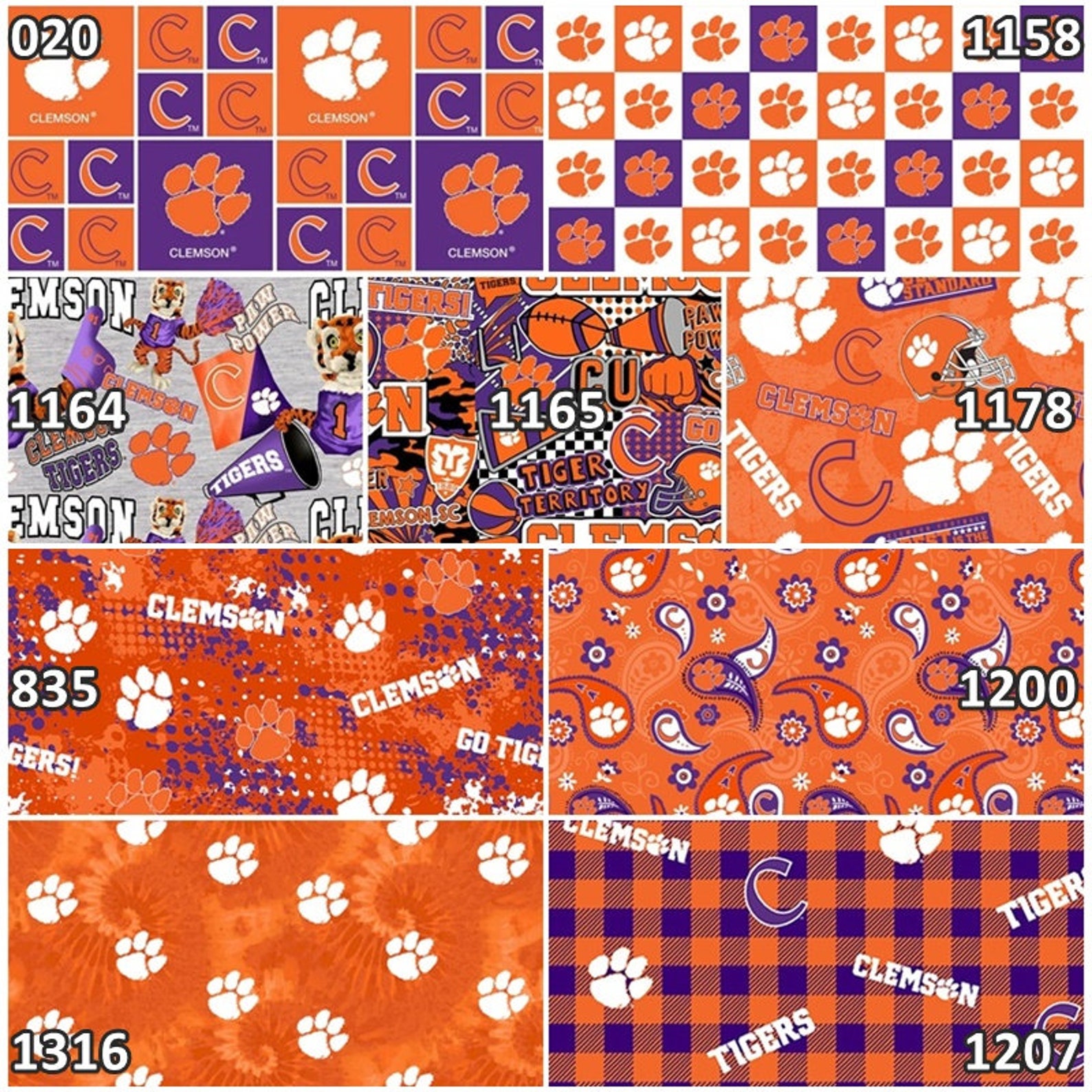 NCAA Clemson University Tigers Orange & Purple College Logo 100% Cotton ...
