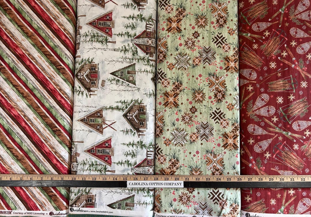 Snowflake Ski Lodge Winter Cabin Wood 100% Cotton Fabric! 7 Styles - Etsy