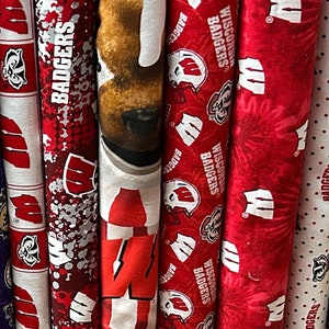 NCAA University of Wisconsin Badgers Red & White 100% College Logo ...