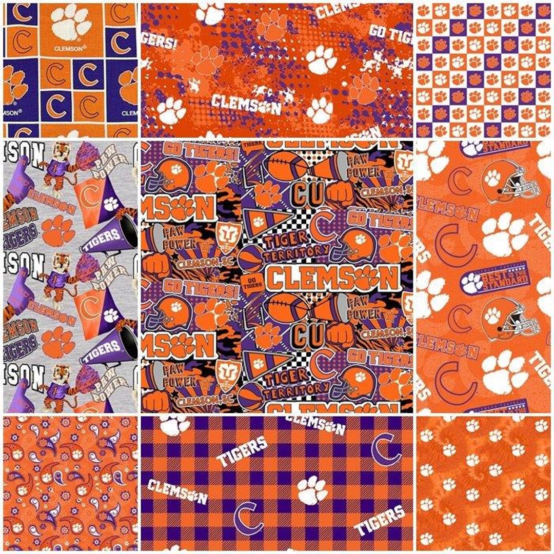 NCAA Clemson University Tigers Orange & Purple College Logo 100% Cotton ...