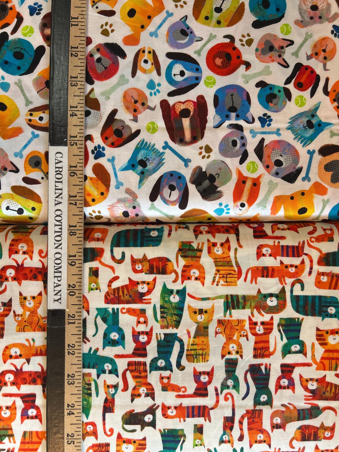 Fur-ever Friends Cats and Dogs Multi on Ivory Animal Pets 100% Cotton ...