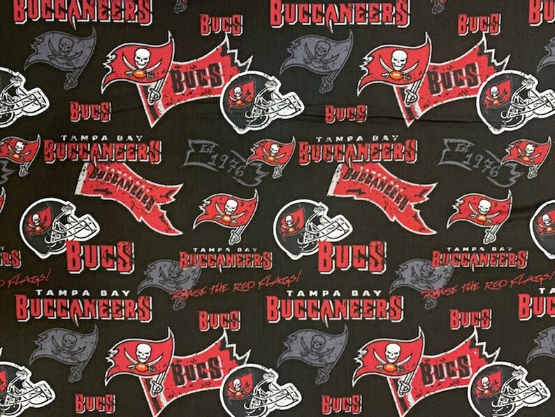 NFL Logo Tampa Bay Buccaneers Red & Black 100% Cotton Fabric - Etsy