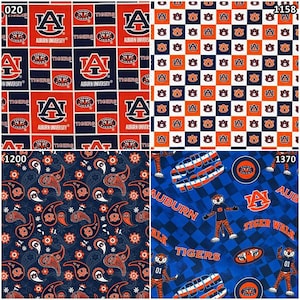 NCAA Auburn University Tigers Navy & Orange 100% Cotton College Logo ...