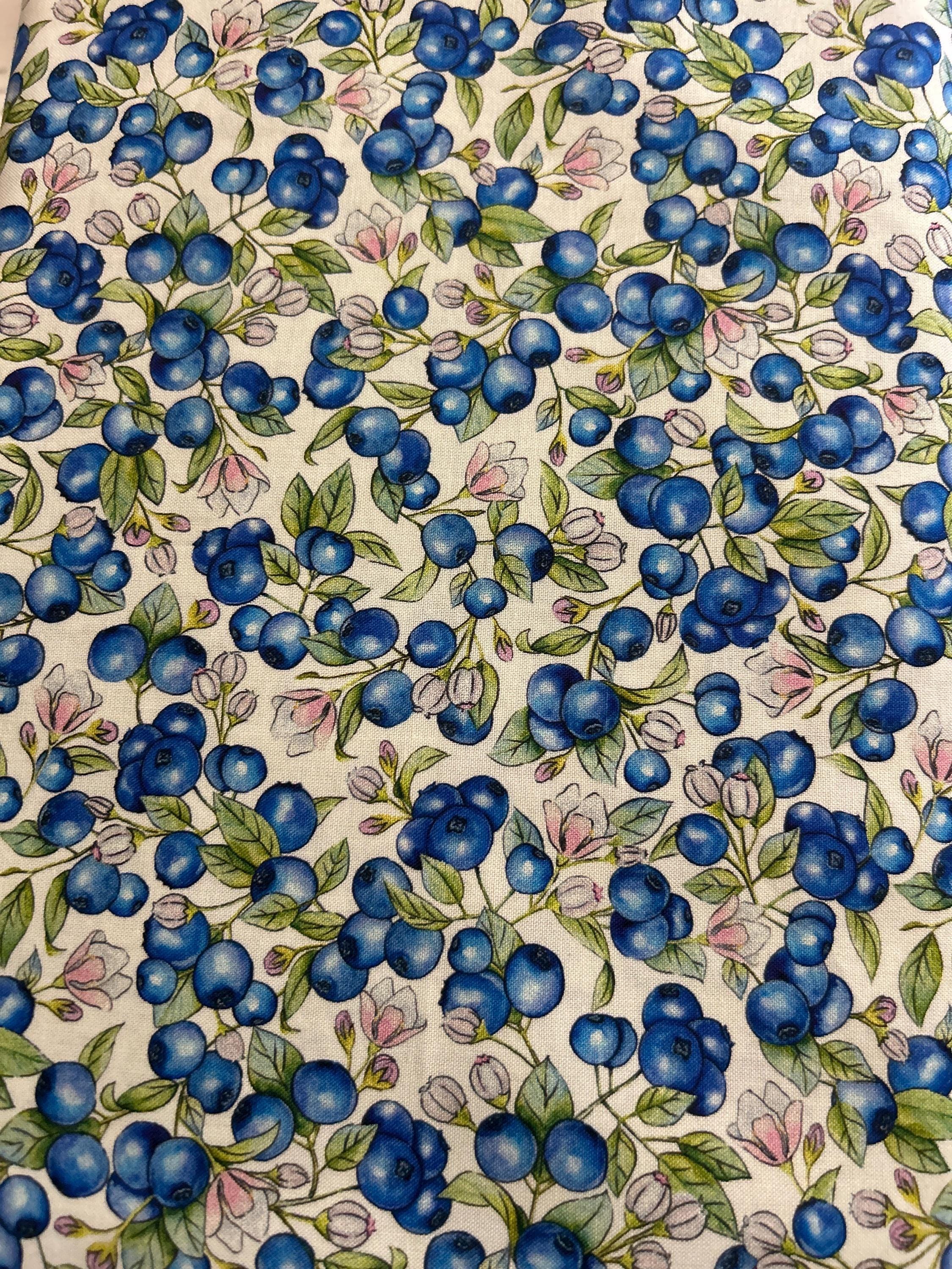 Blackberry Blackberries Blueberries Blueberry Fruit 100% Cotton Fabric ...