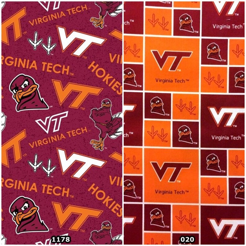 NCAA Virginia Tech Hokies Orange & Maroon College Logo 100% - Etsy