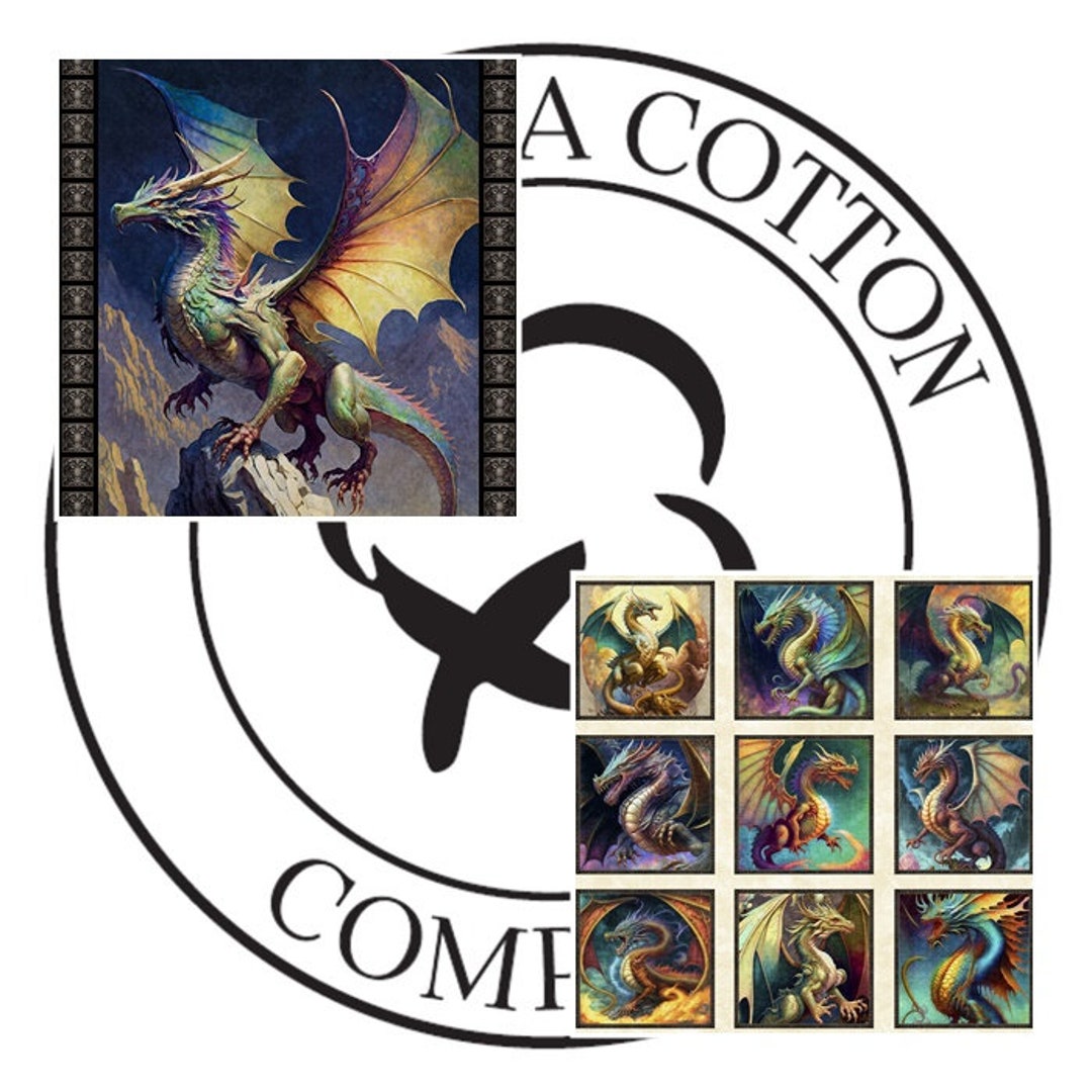 Dragon Fyre, Fire Breathing Dragons 100% Cotton Fabric 36 Panels by QT ...
