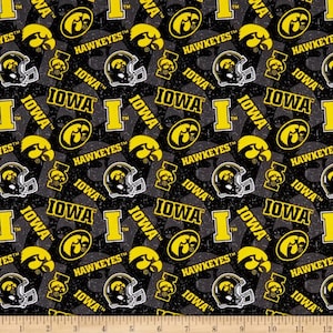 NCAA University of Iowa Hawkeyes Yellow & Black College Logo 100% ...