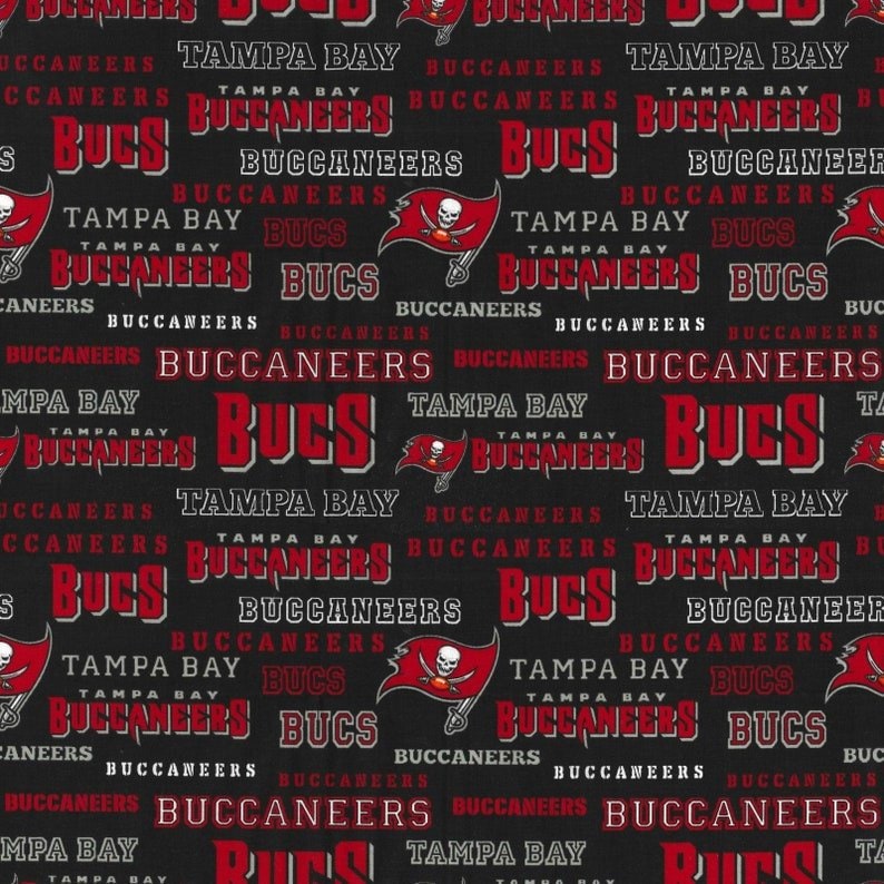 NFL Logo Tampa Bay Buccaneers Red & Black 100% Cotton Fabric - Etsy
