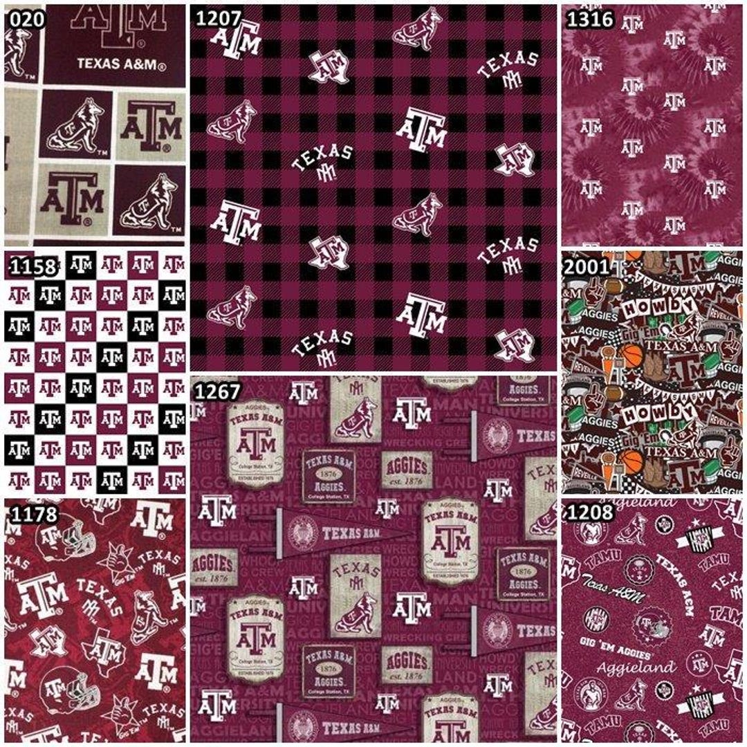 NCAA Texas A&M University Aggies Maroon College Logo 100% Cotton Fabric ...