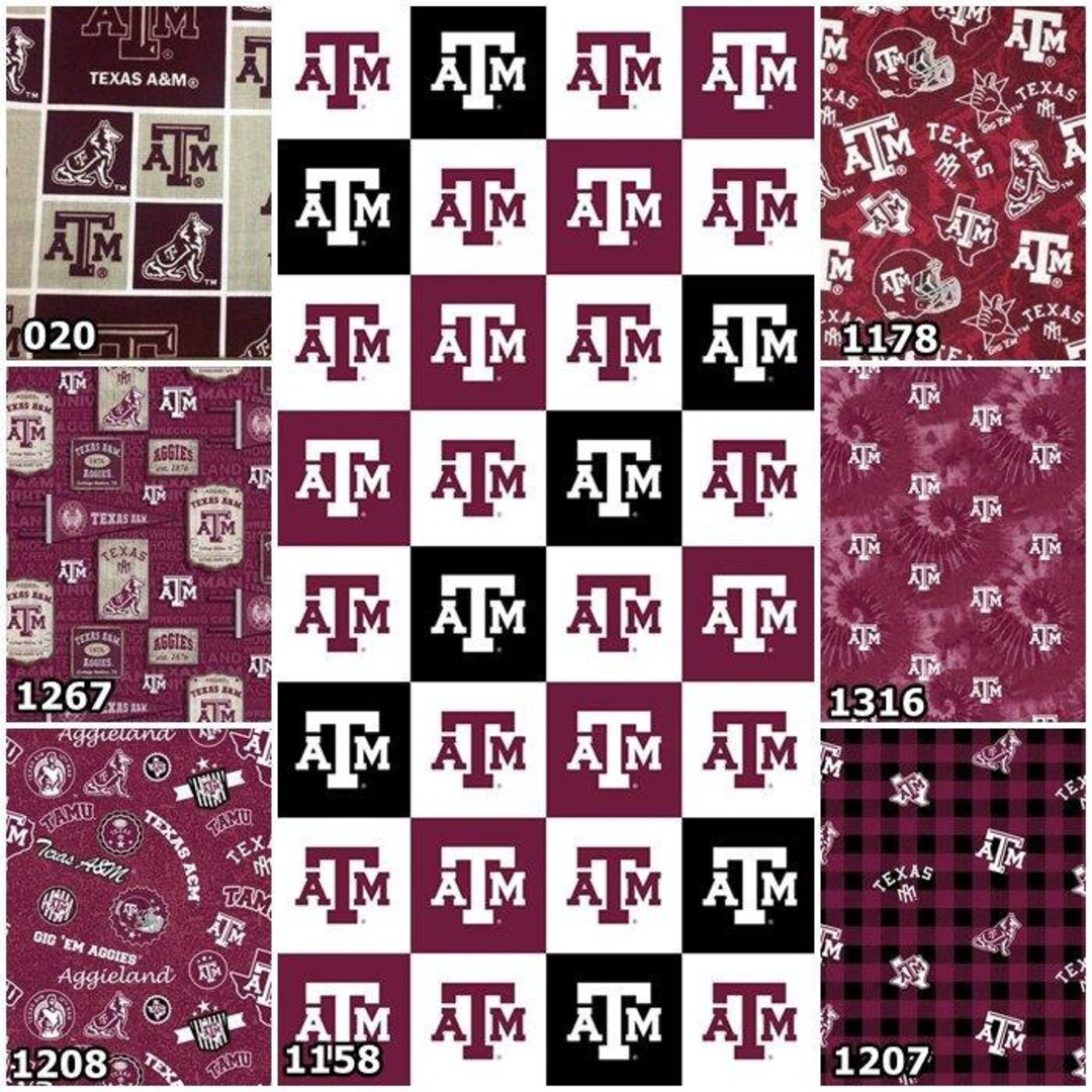NCAA Texas A&M University Aggies Maroon College Logo 100% Cotton Fabric ...