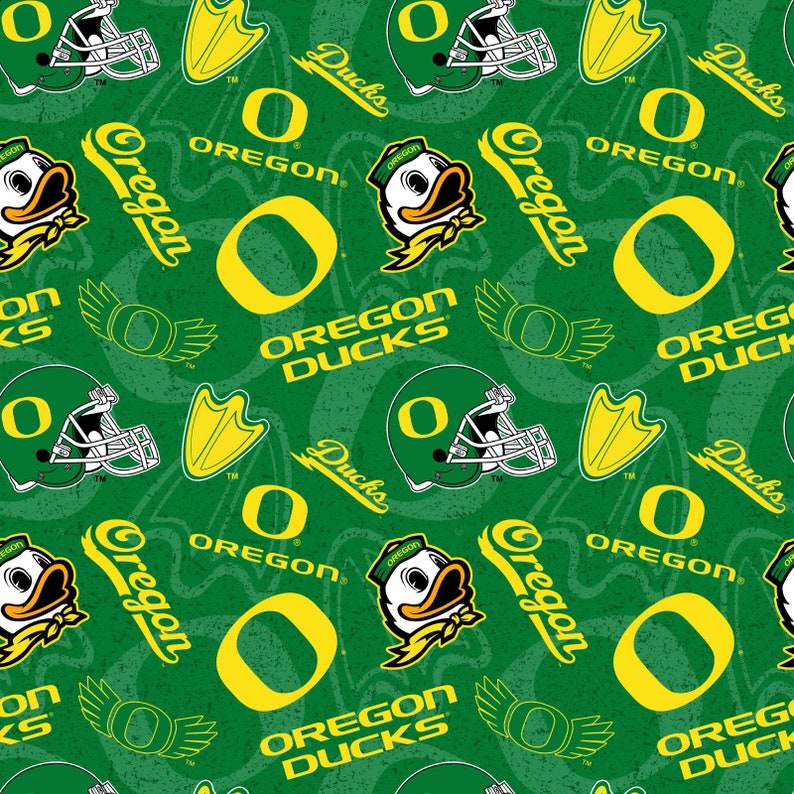 NCAA University of Oregon Ducks Green & Yellow College Logo Cotton ...