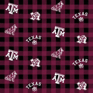 NCAA Texas A&M University Aggies Maroon College Logo 100% Cotton Fabric ...