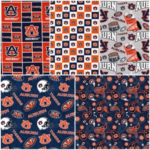 NCAA Auburn University Tigers Navy & Orange 100% Cotton College Logo ...