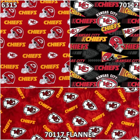NFL Logo Kansas City Chiefs 100 Cotton Fabric by Fabric Traditions 3 Styles Etsy