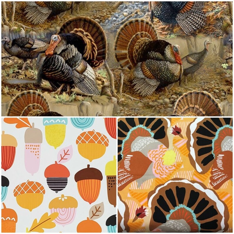 Happy Thanksgiving Turkey Day Fall Autumn 100% Cotton Fabrics - Etsy