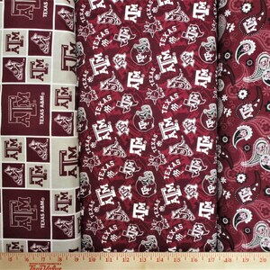 NCAA Texas A&M University Aggies Maroon College Logo 100% Cotton Fabric ...