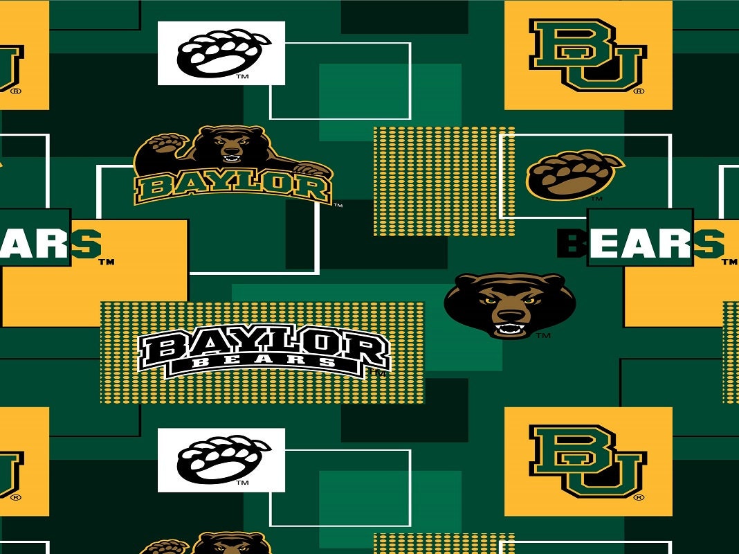 NCAA Baylor University Bears Green & Gold College Logo Cotton | Etsy