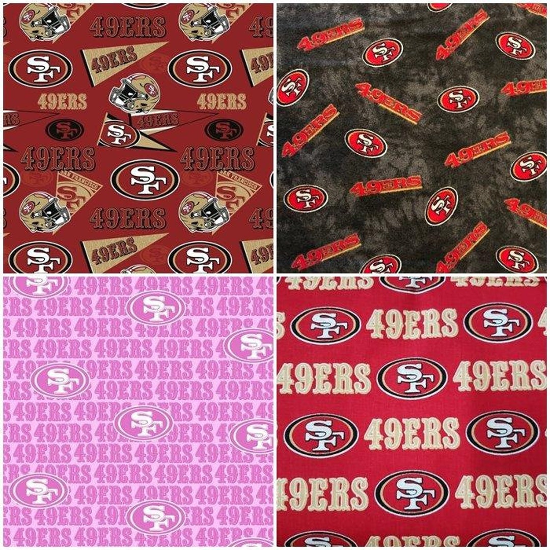 NFL Logo San Francisco 49ers Red & Black 100% Cotton Fabric! 4 Styles ...