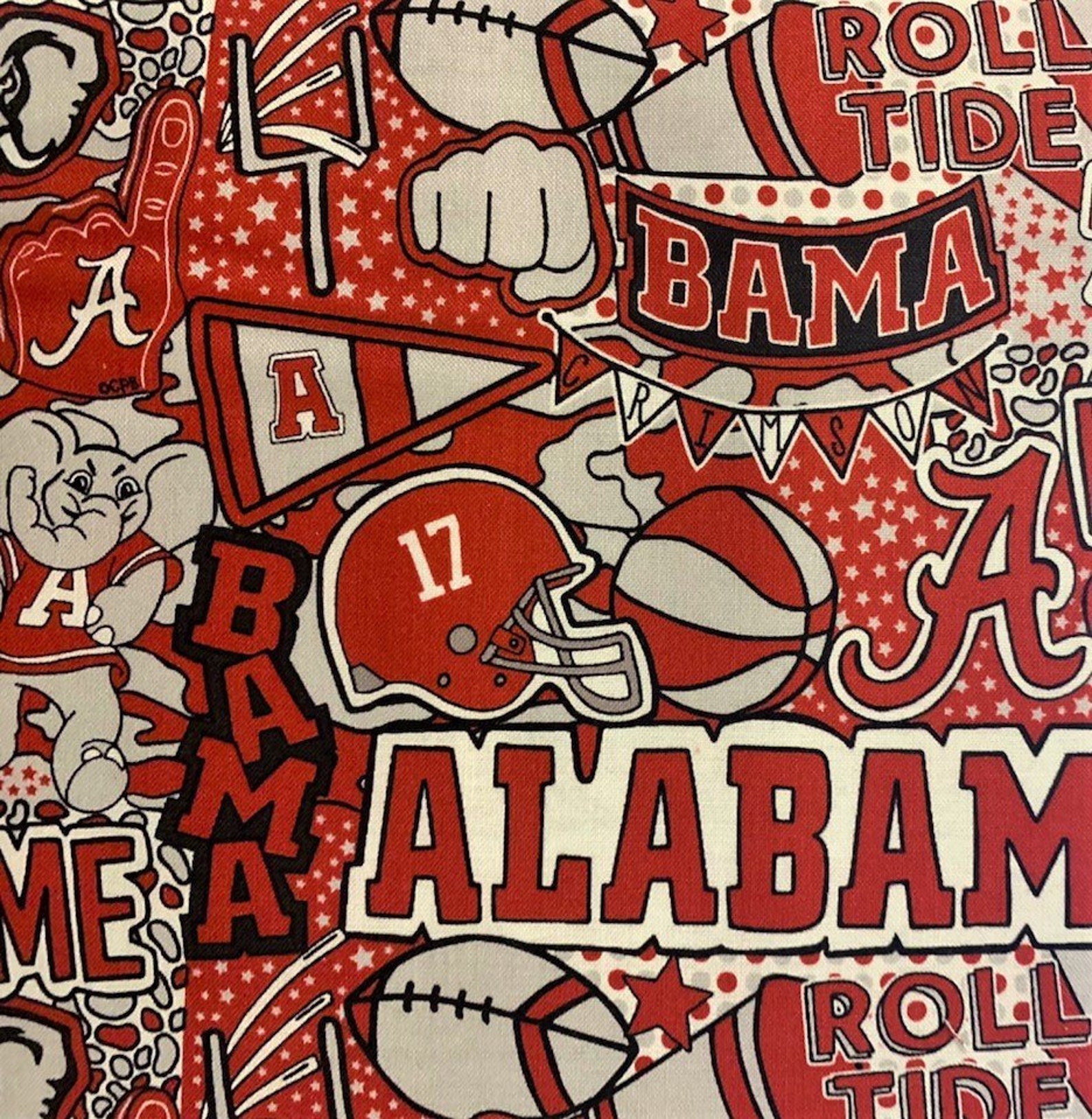 NCAA Alabama Crimson Tide Crimson & Black College 100% Cotton - Etsy