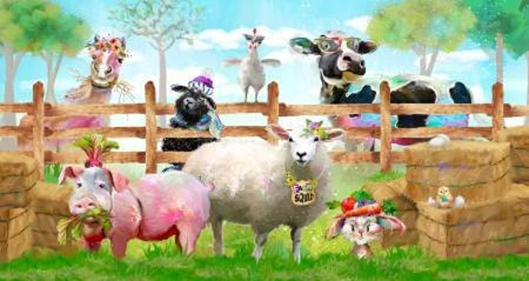 Welcome to the Funny Farm Barn Scene 18727 100% Cotton Fabric 24 Inch ...