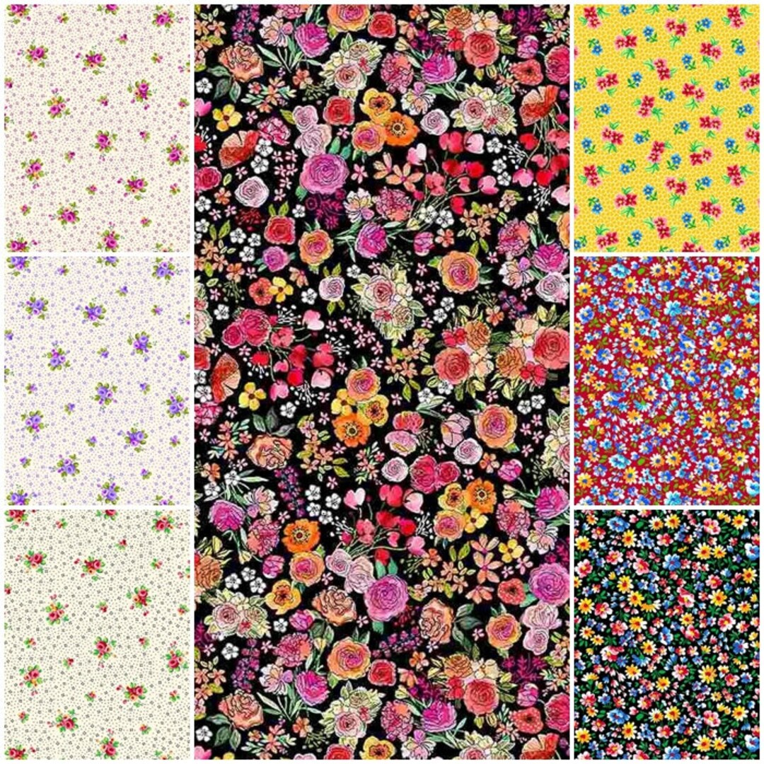 Floral Cache, Mini Florals, Calico, Vintage 100% Cotton Fabric by ...