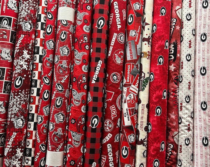 NCAA University of Georgia Bulldogs Paisley GA-1200 Cotton Fabric by ...